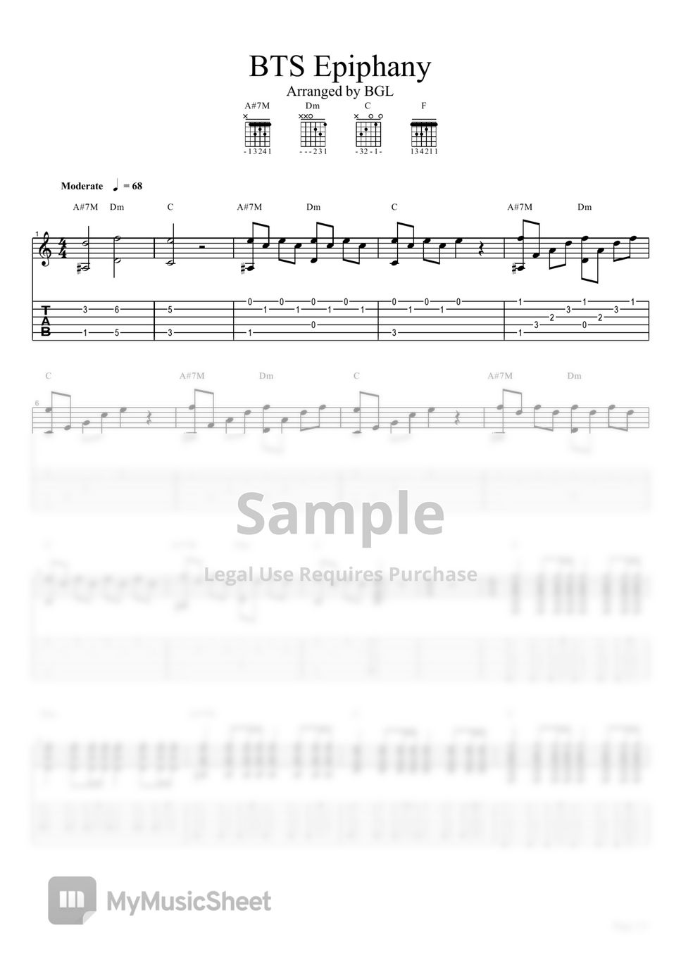 BTS - Epiphany tab 악보