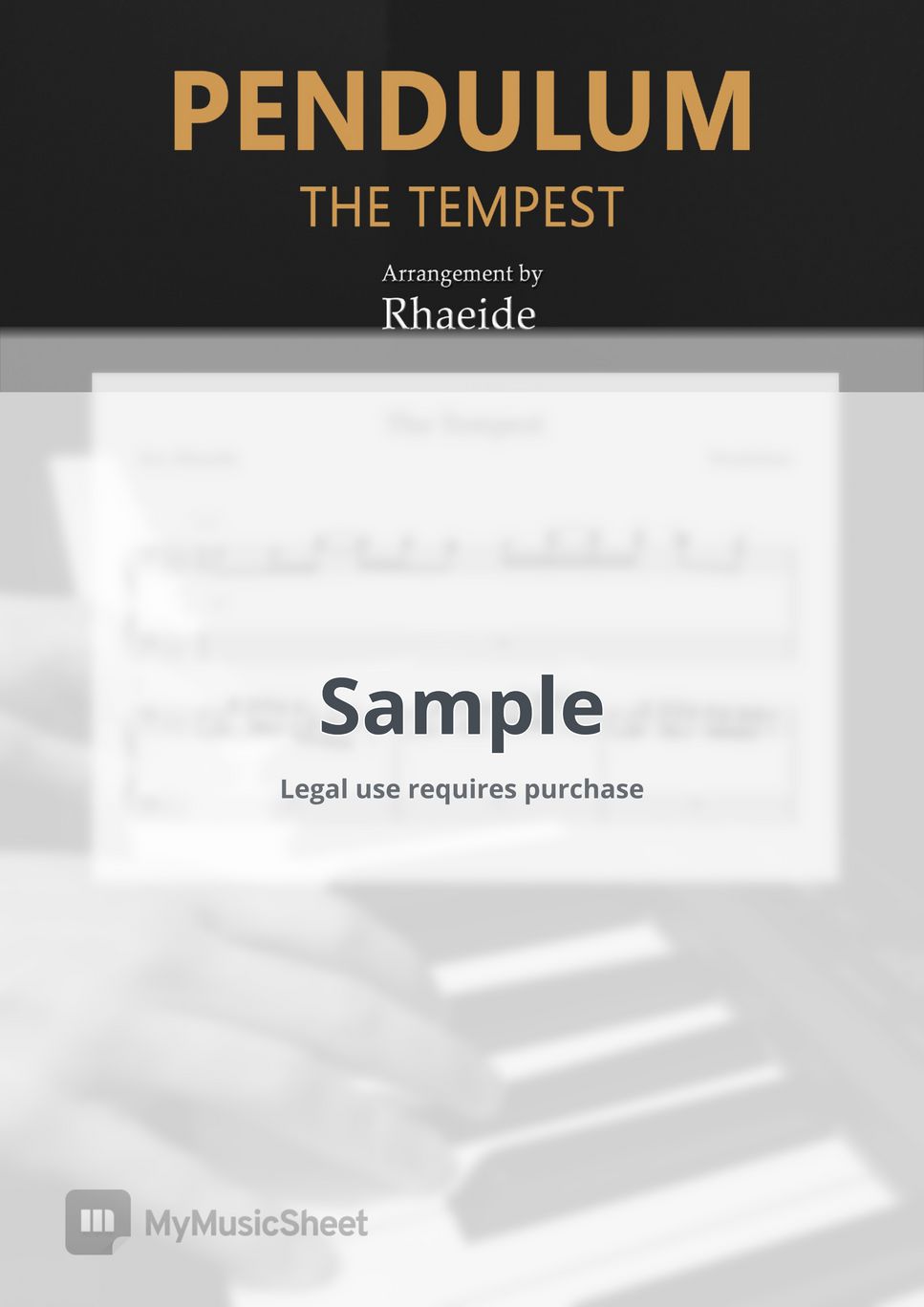 Pendulum - The Tempest (Piano cover) Sheet Music by Rhaeide