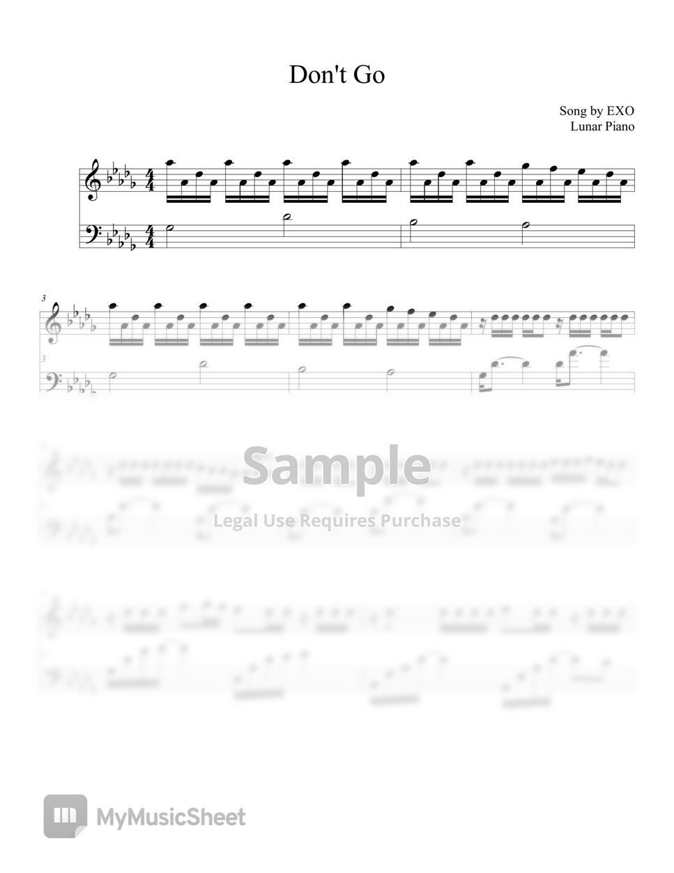 EXO - Don't Go Sheet Music by Lunar Piano