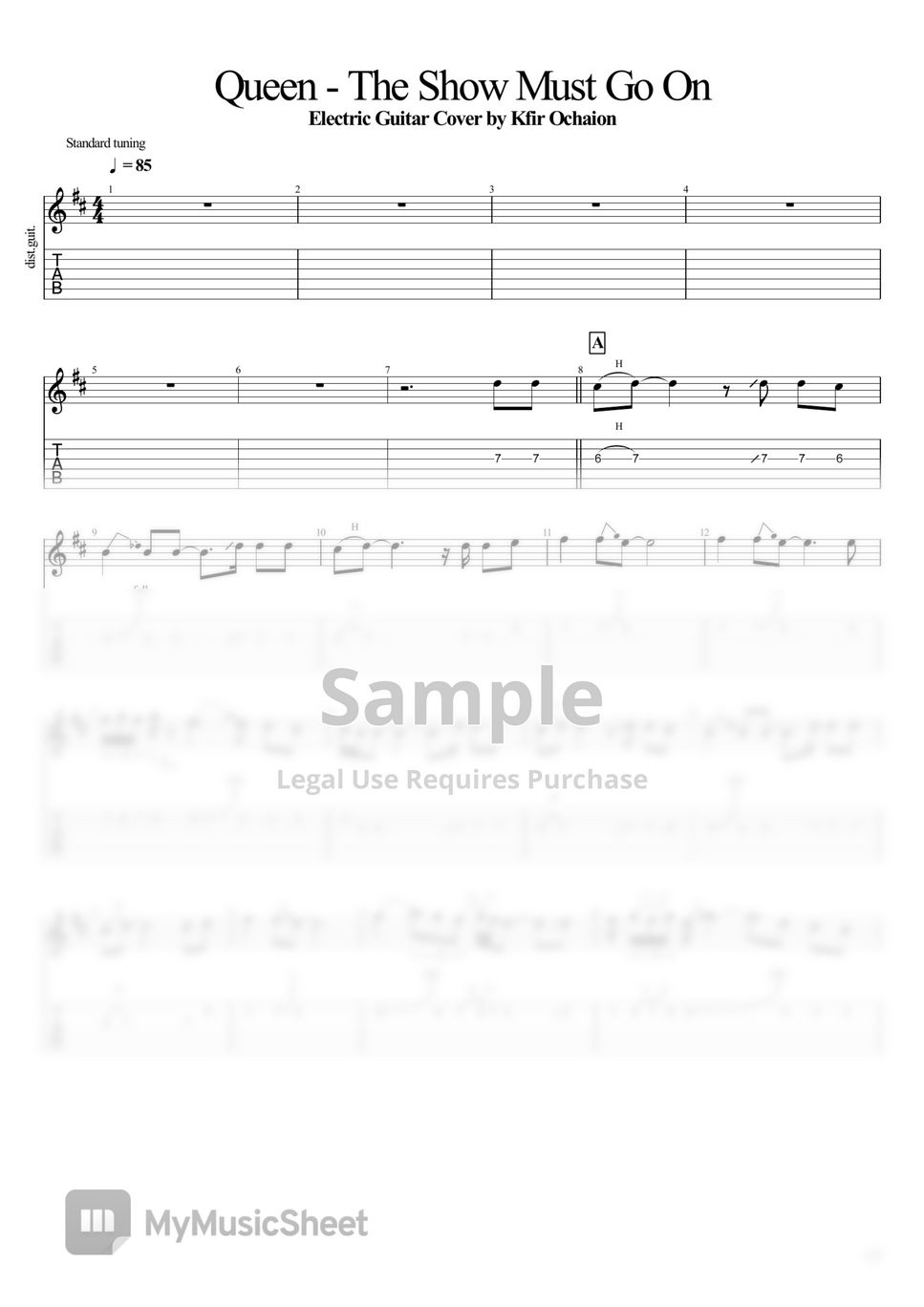 Queen - The Show Must Go On Sheet Music by Kfir Ochaion