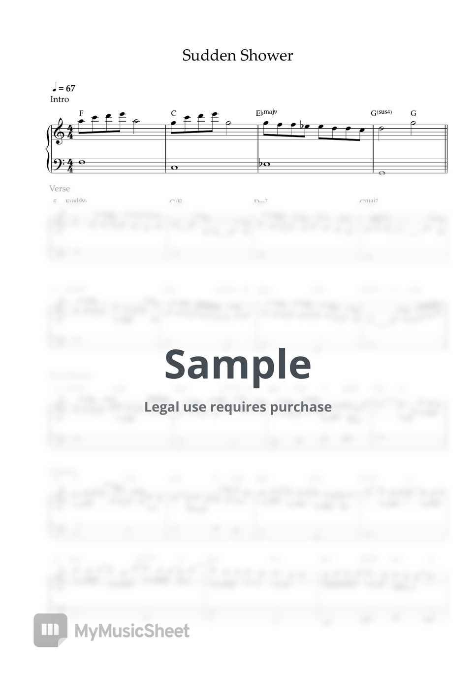 ECLIPSE - Sudden Shower (Lovely Runner) (EASY PIANO SHEET) Sheet Music ...