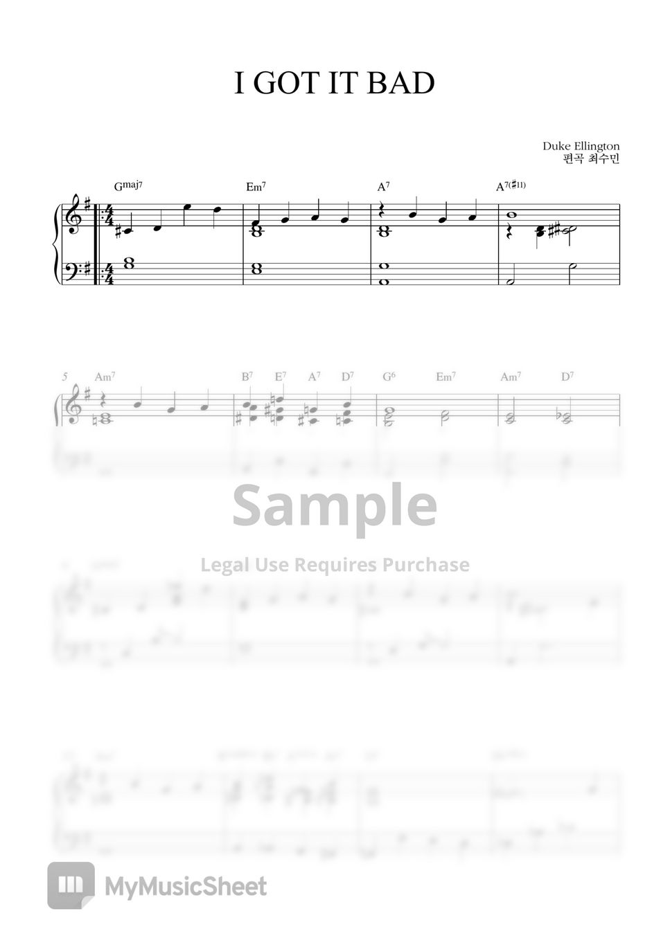 Duke Ellington - I GOT IT BAD (쉽게 치는 재즈) Sheets by 최수민