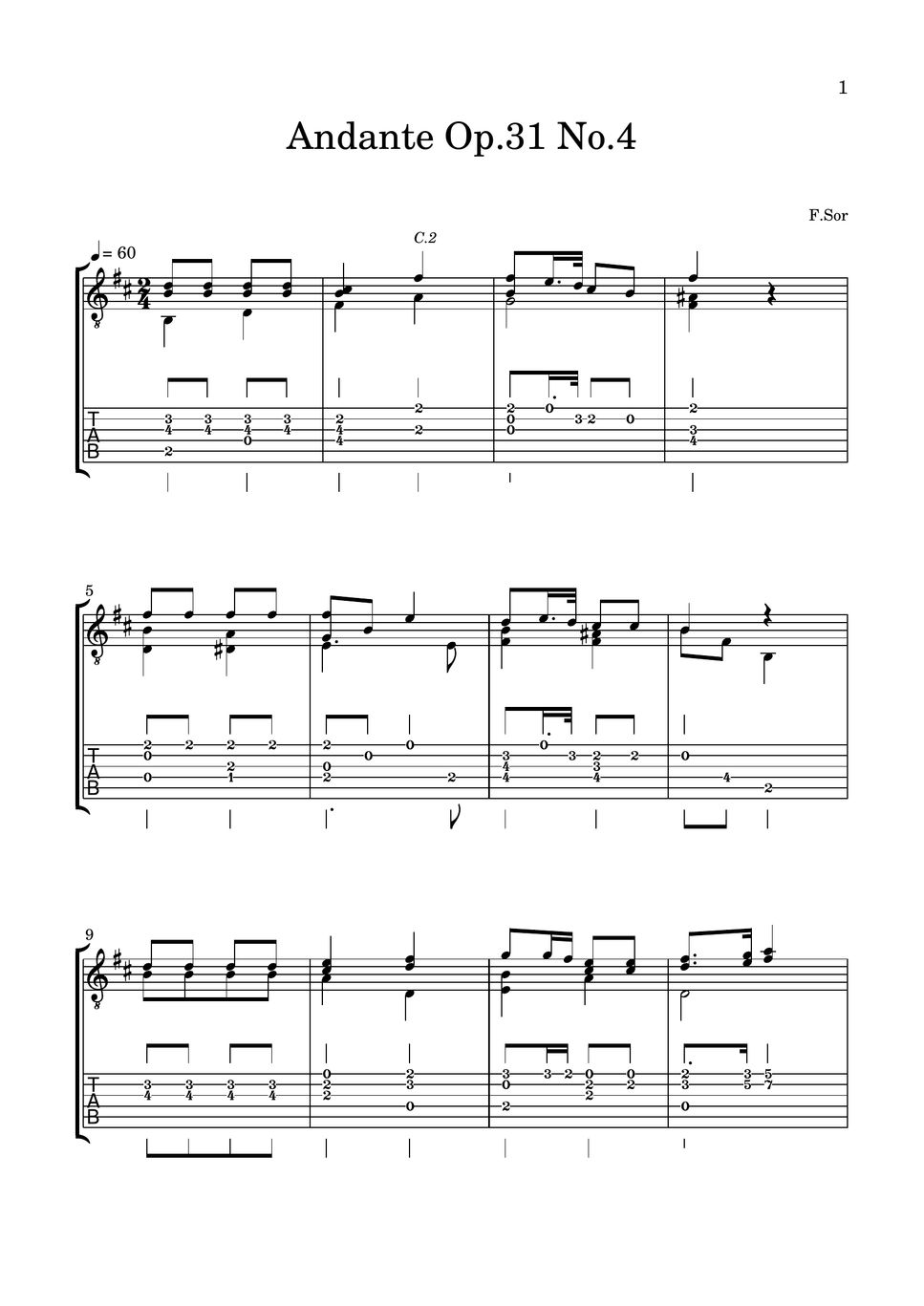 Fernando Sor - Op.31 No.4 (Andante) 六線譜+單譜 by LemonTree