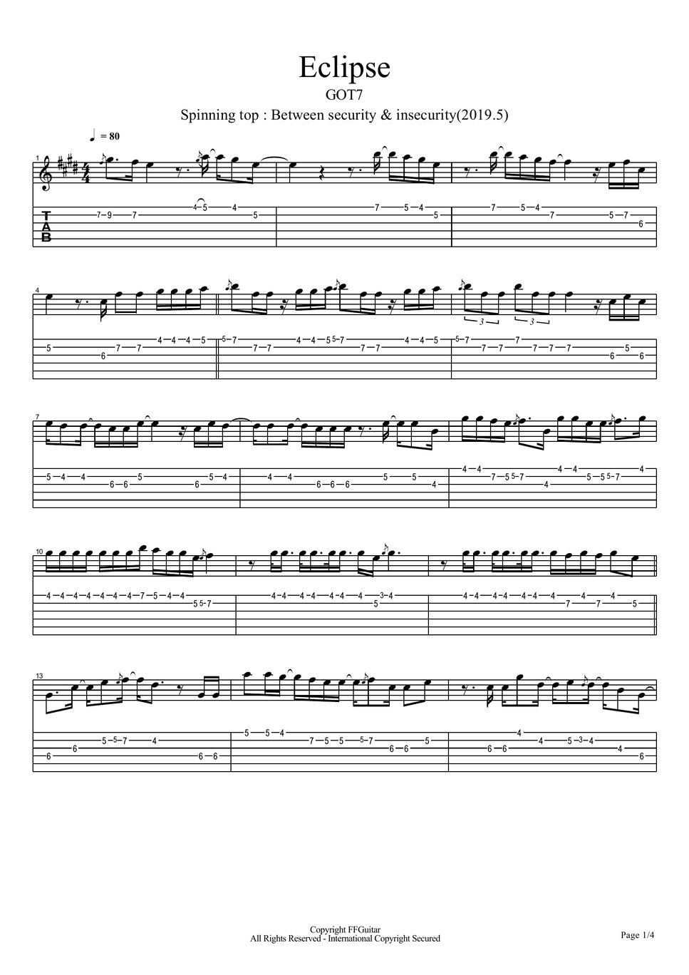 GOT7 - ECLIPSE Guitar Cover Sheets
