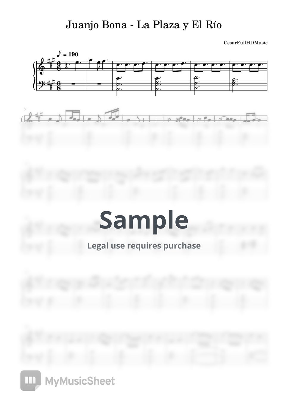 Juanjo Bona - La Plaza y El Río Sheet Music