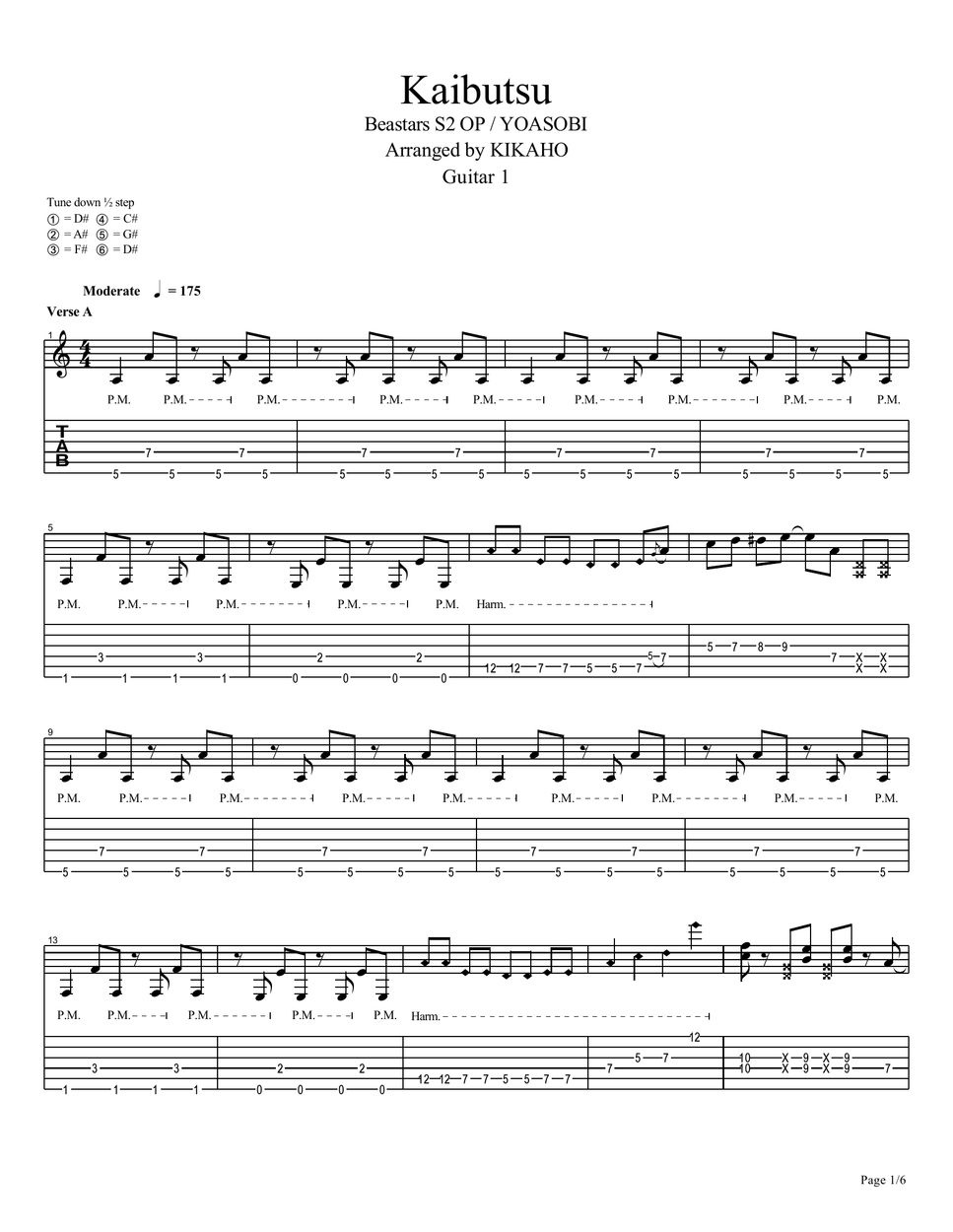 BEASTARS - 怪物 (Kaibutsu) TAB by YOASOBI