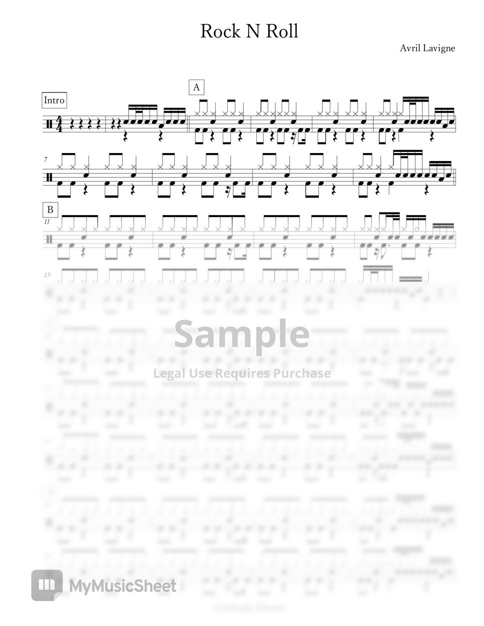 Avril Lavigne - Rock N Roll Sheet Music by Arkadia Drums