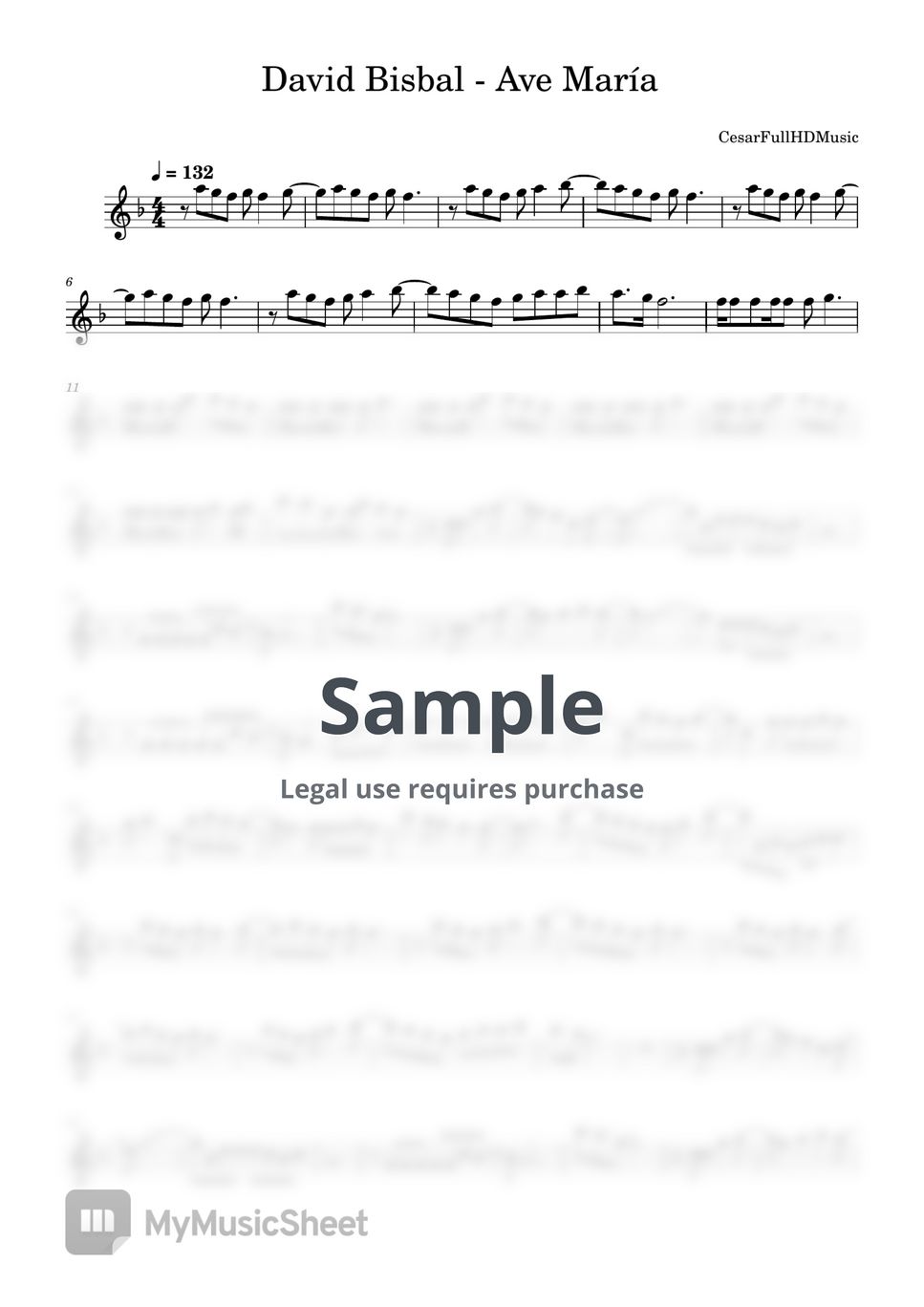 David Bisbal - Ave María 악보