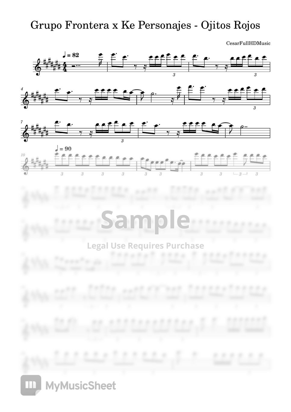 Grupo Frontera x Ke Personajes - Ojitos Rojos Sheet Music