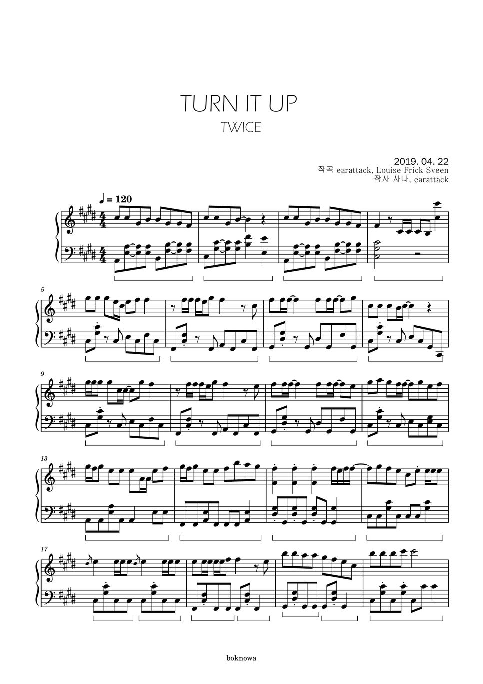 TWICE (트와이스) - TURN IT UP 악보 by boknowa