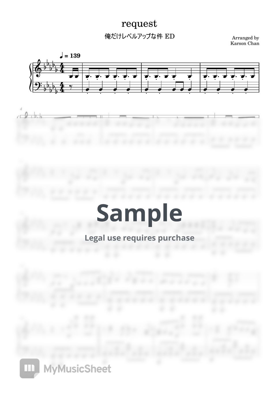 krage - request Full Version (俺だけレベルアップな件 ED) --WITH MIDI+WAV+Musescore Secret Link Sheet Music ...