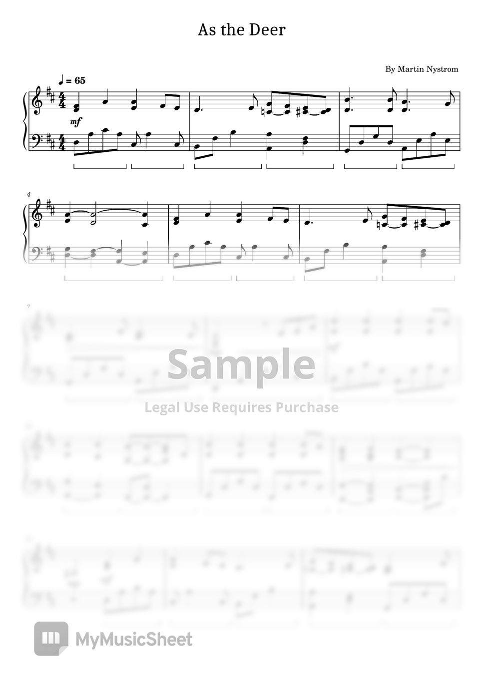 Martin Nystrom - As the Deer (From Piano Solo) Sheet Music by poon