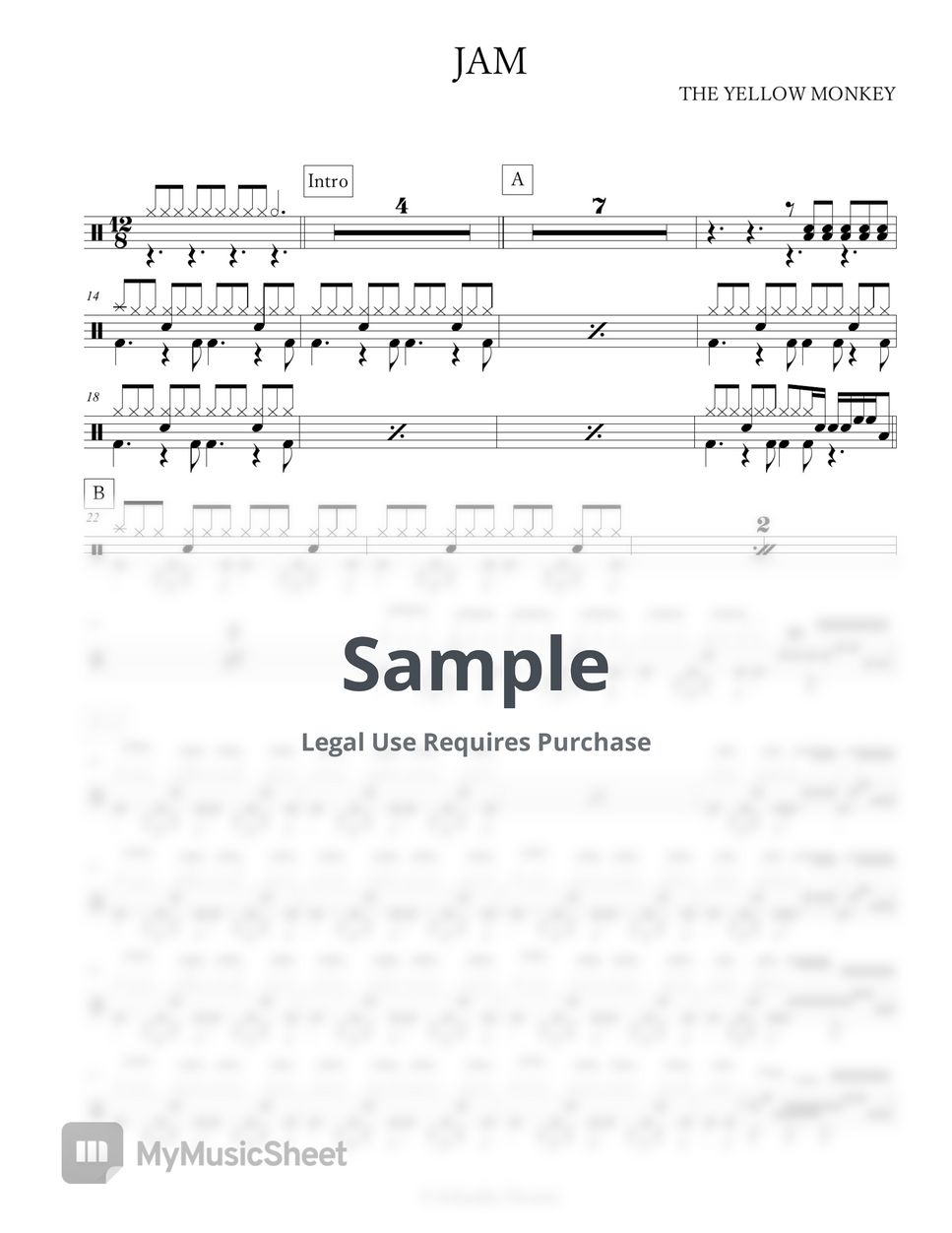 THE YELLOW MONKEY - JAM Sheets by Arkadia Drums