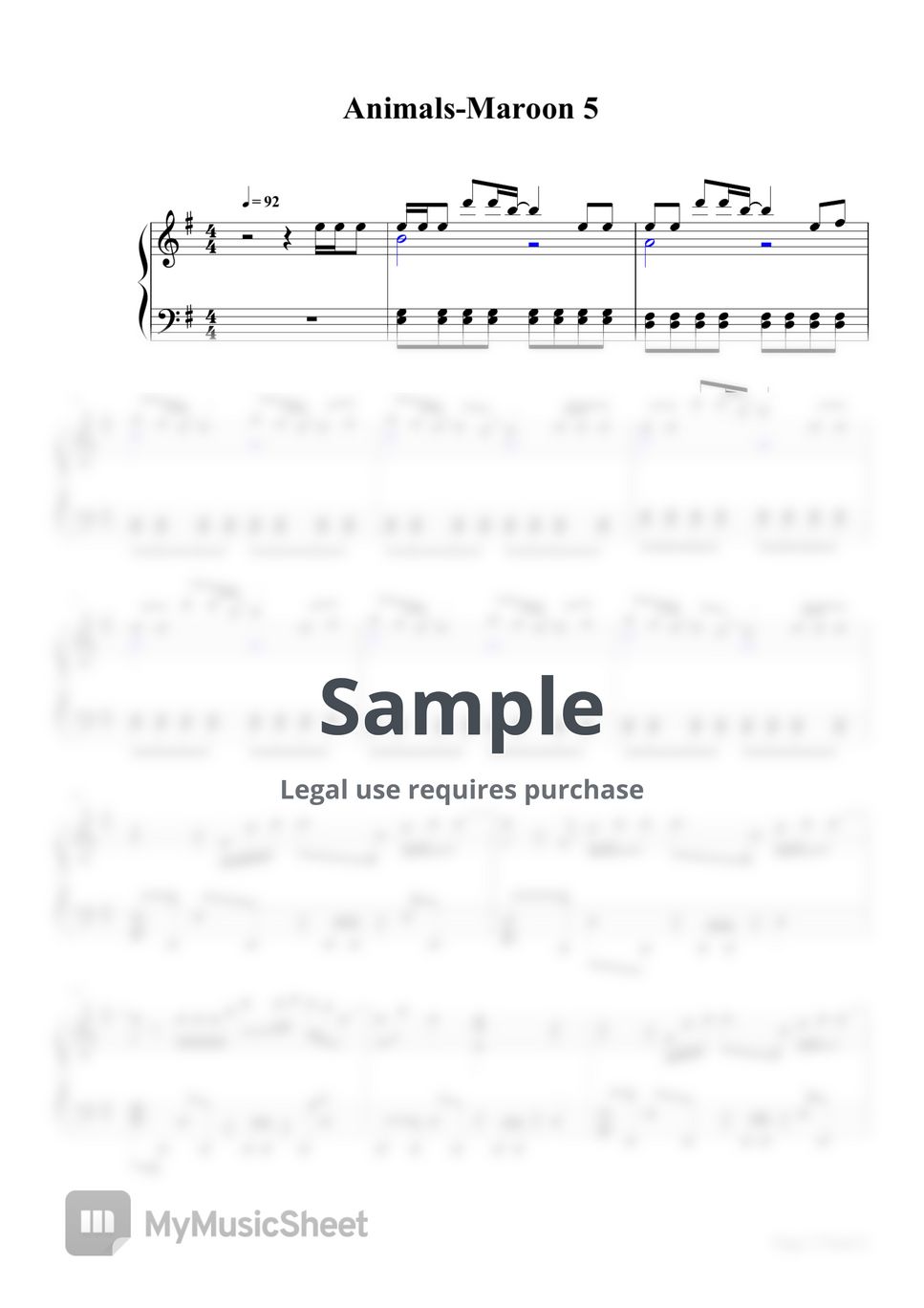 Maroon 5 - Animals (Maroon 5) Sheets by Yilun