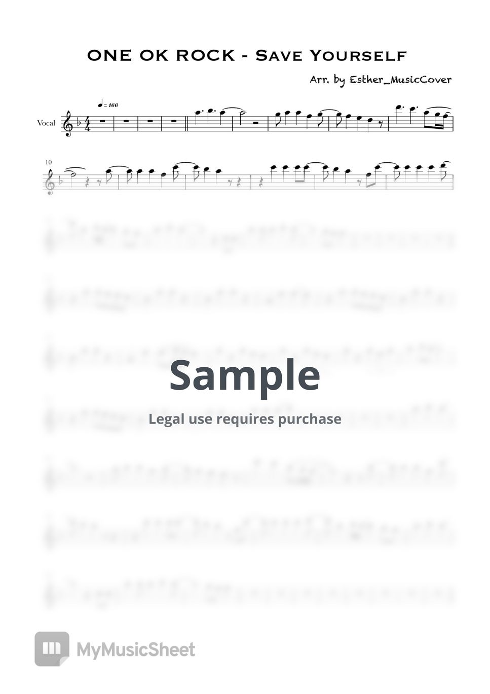 ONE OK ROCK - Save yourself Sheet Music by Esther_musiccover