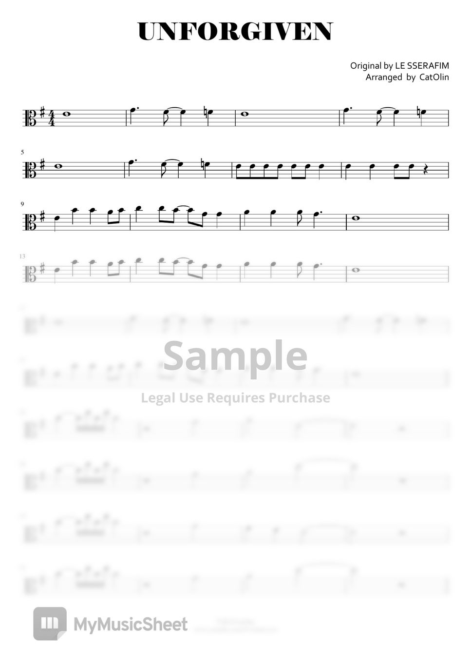 르세라핌 - UNFORGIVEN (비올라 ver.) Sheets by 캣올린CatOlin