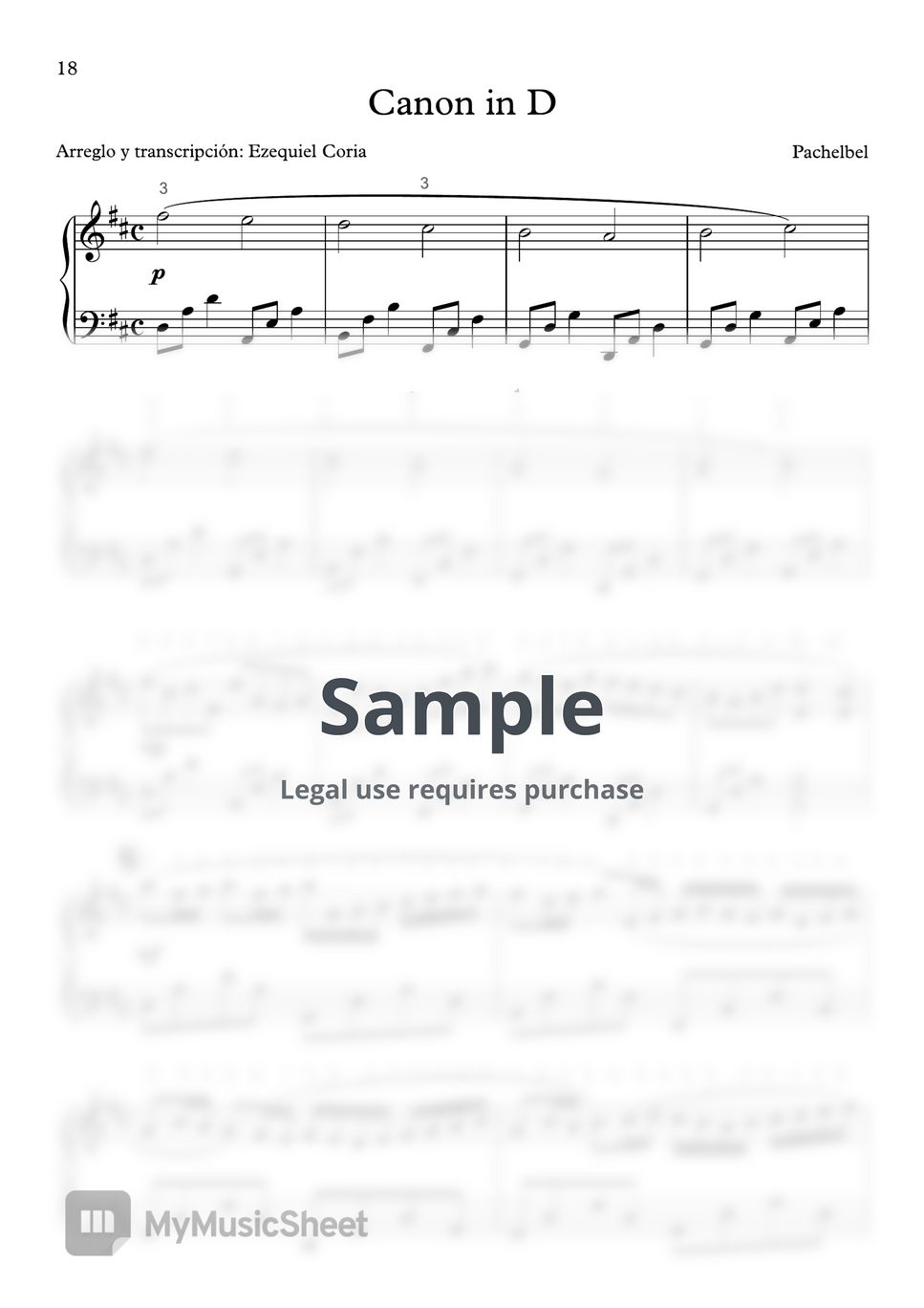 J. Pachelbel - Canon In D Sheet Music by Ezequiel Coria