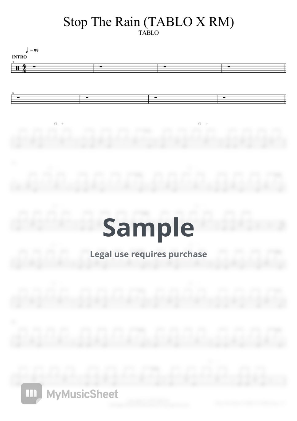 TABLO - Stop The Rain (TABLO X RM) Sheet Music by copydrum