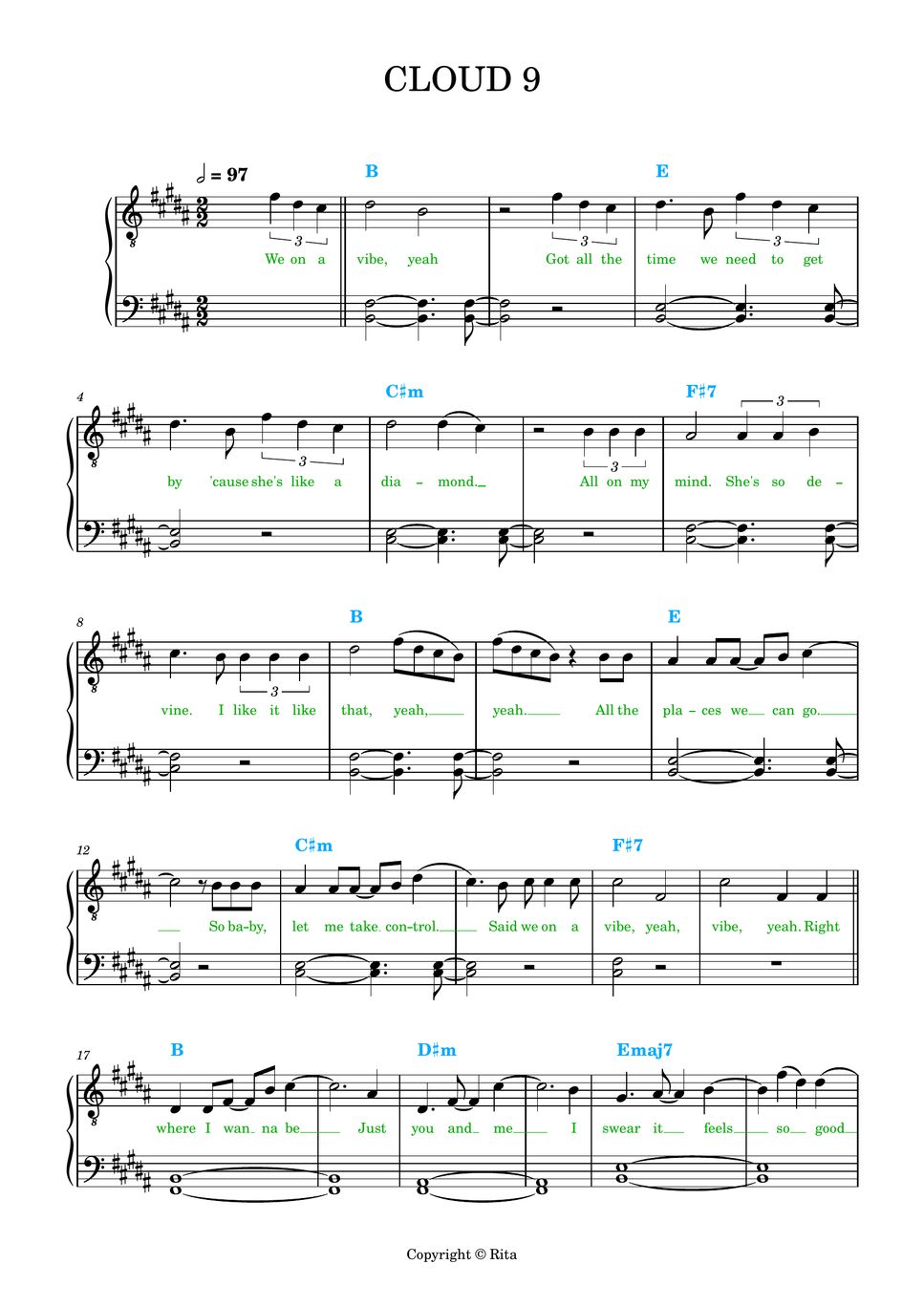 JUNNY - CLOUD 9 featuring Levent Geiger (With lyrics and chords) Sheets ...