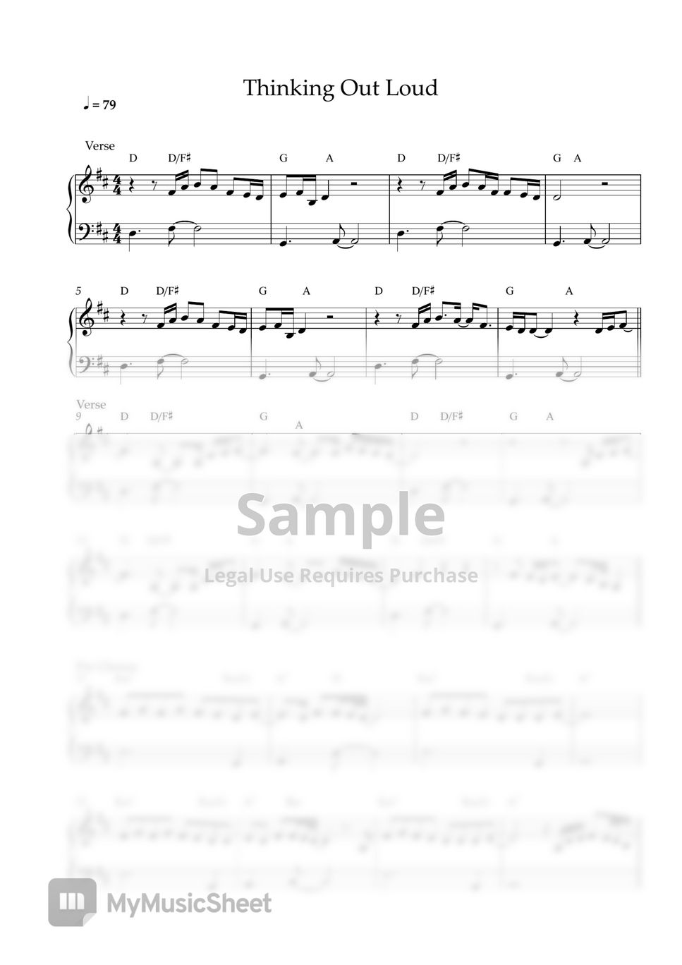 Ed Sheeran Thinking Out Loud Easy Piano Sheet Sheets By Pianella Piano