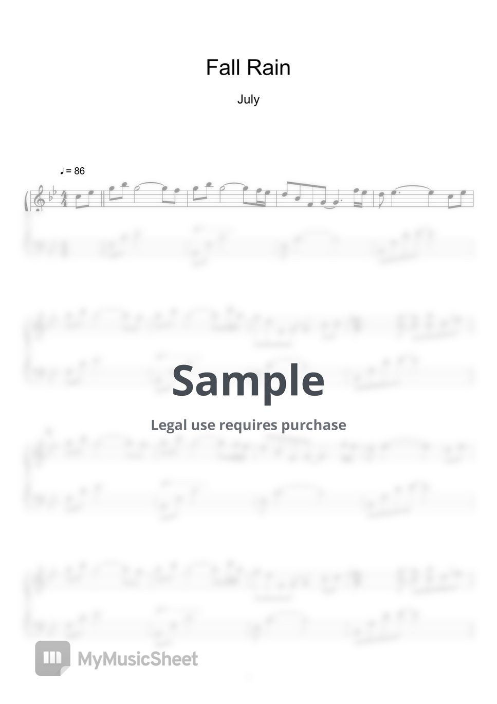 줄라이 (July) - Fall Rain (Sheet Music, MIDI,) 악보 by sayu