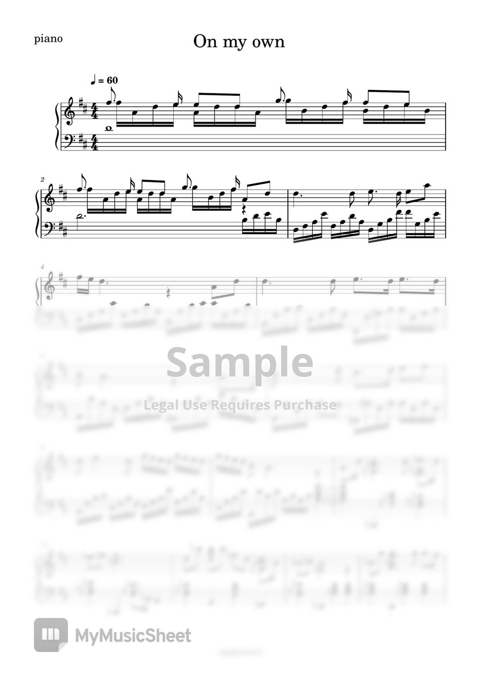 les miserables cast - On my own (반주 MR/피아노 악보) Sheets by simpleflutemusic