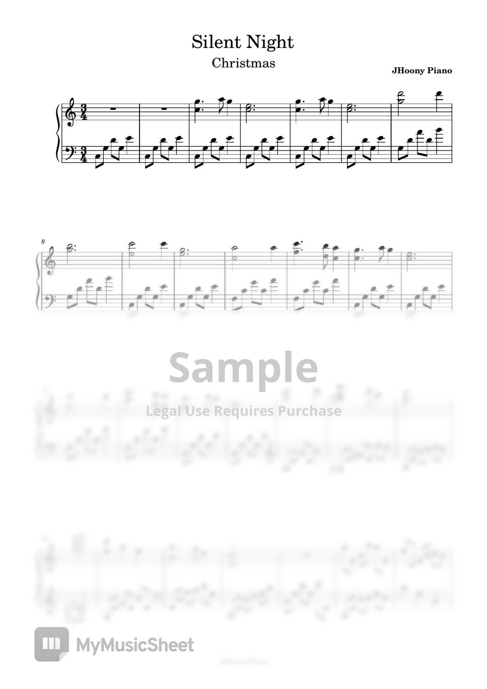 Christmas Carol - Silent Night Holy Night Spartito by JHoony Piano