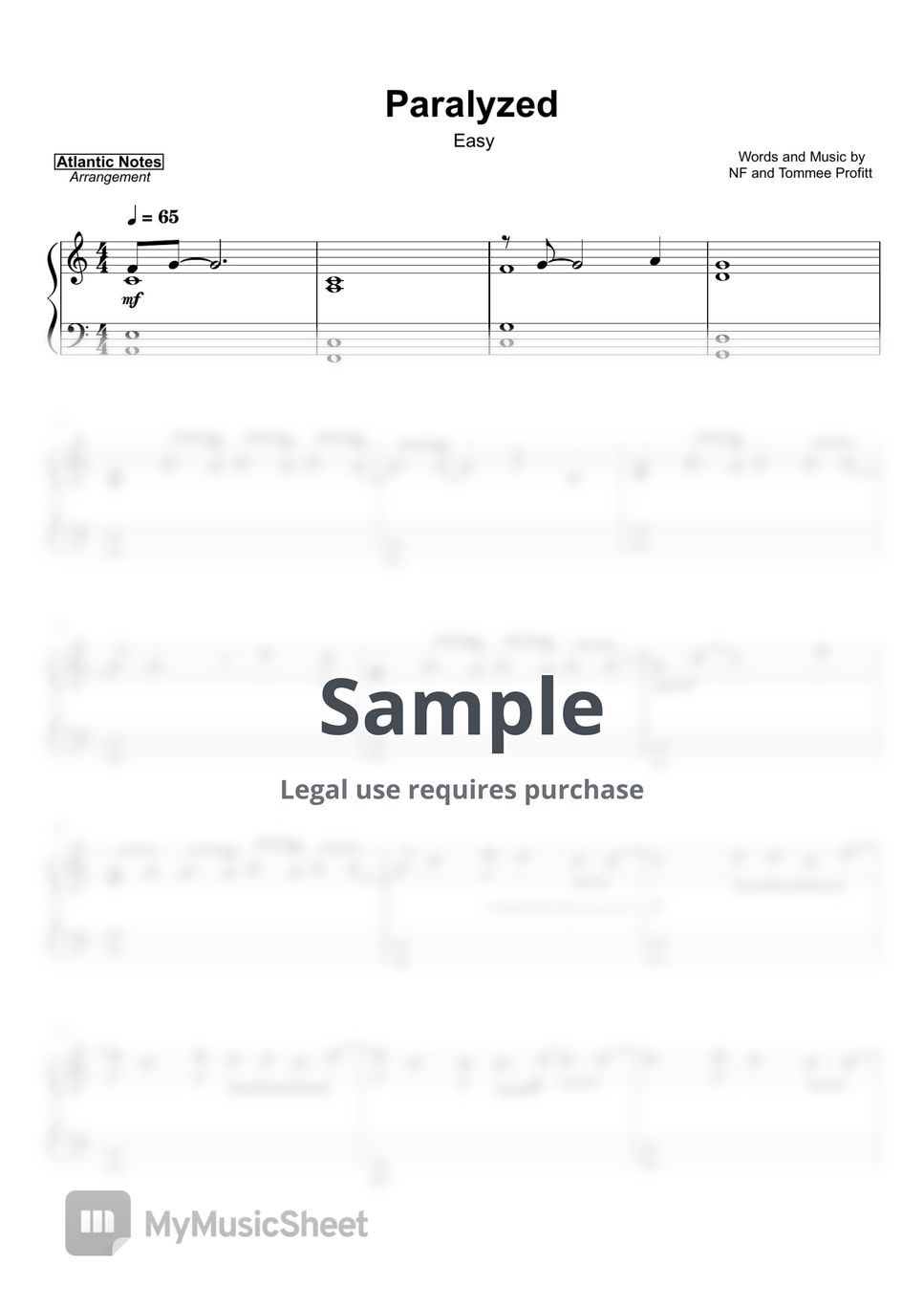 NF - Paralyzed 악보 by Atlantic Notes