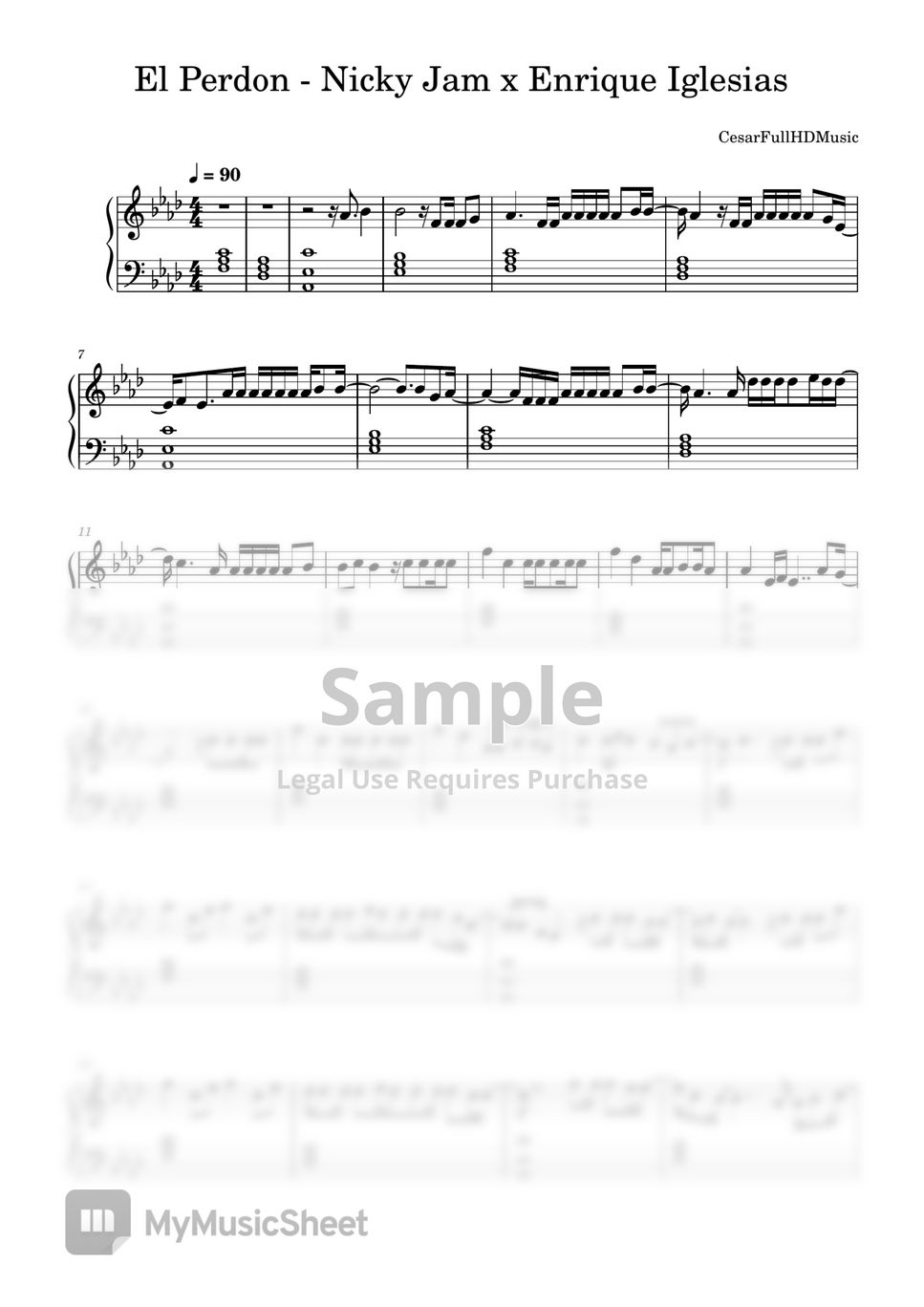 Nicky Jam x Enrique Iglesias - El Perdon Sheet Music