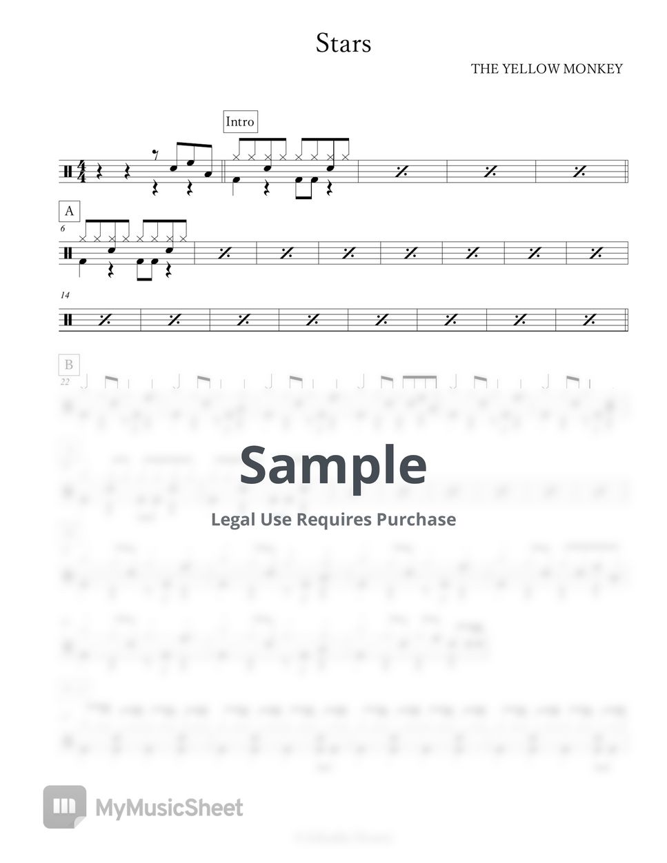 THE YELLOW MONKEY - Stars Sheets by Arkadia Drums