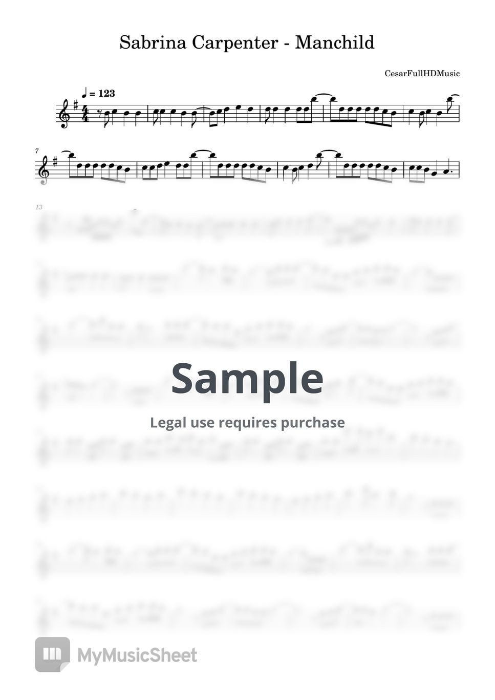 Sabrina Carpenter - Manchild 악보