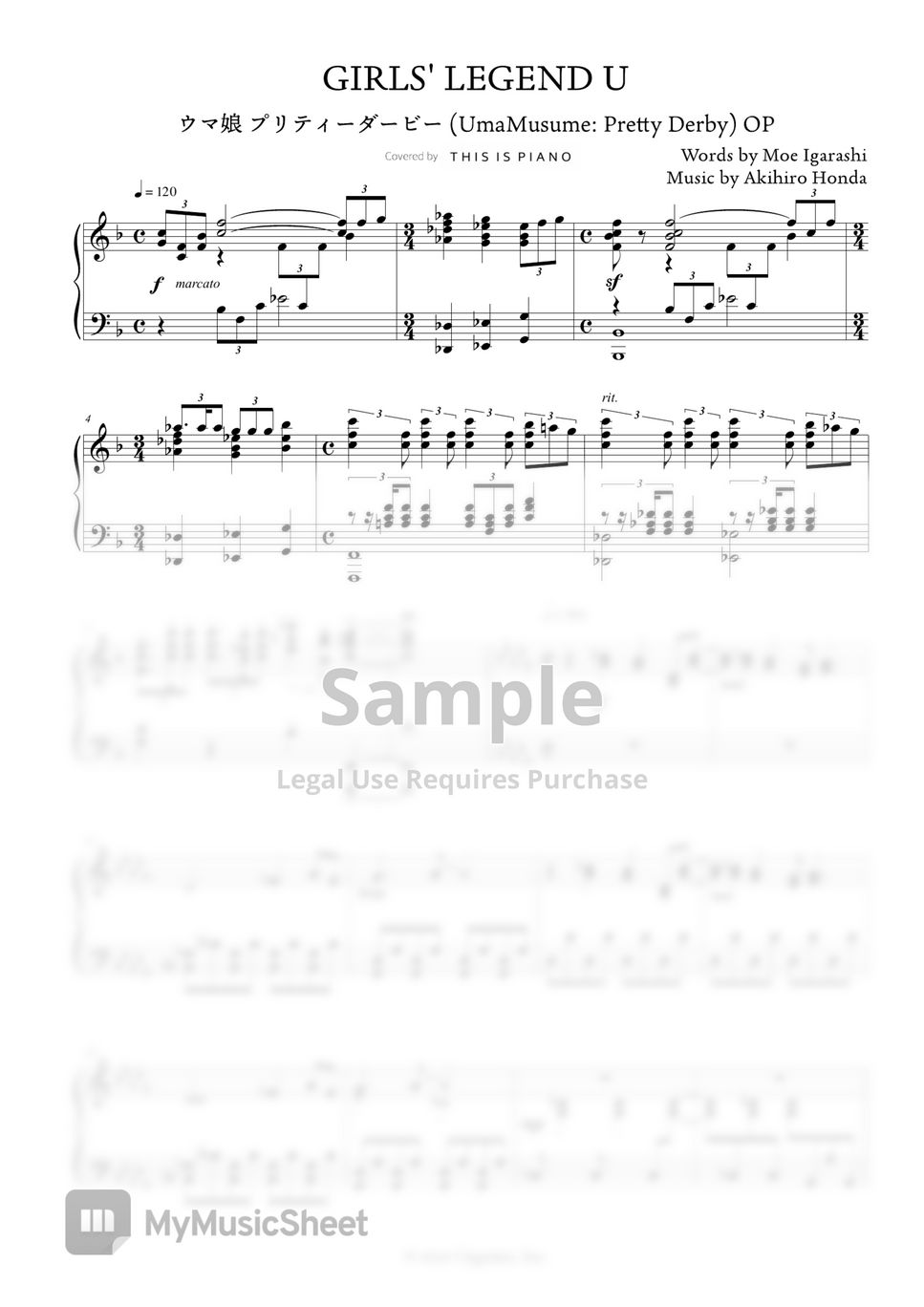 Umamusume: Pretty Derby - GIRLS’ LEGEND U Notenblatt by THIS IS PIANO