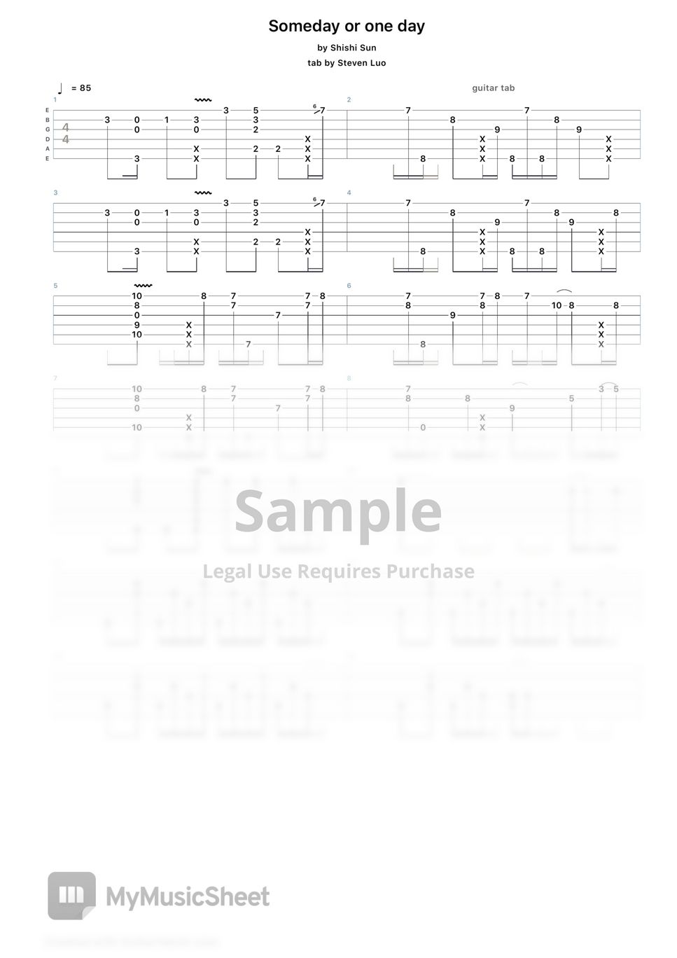 孫盛希 Shi Shi - Someday or one day (Fingerstyle) 악보 by Steven Luo