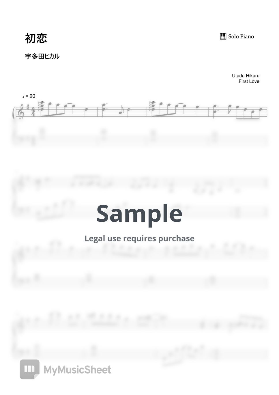 Hikaru Utada - First Love 初恋 "Witch's condition" theme song (Sheet ...