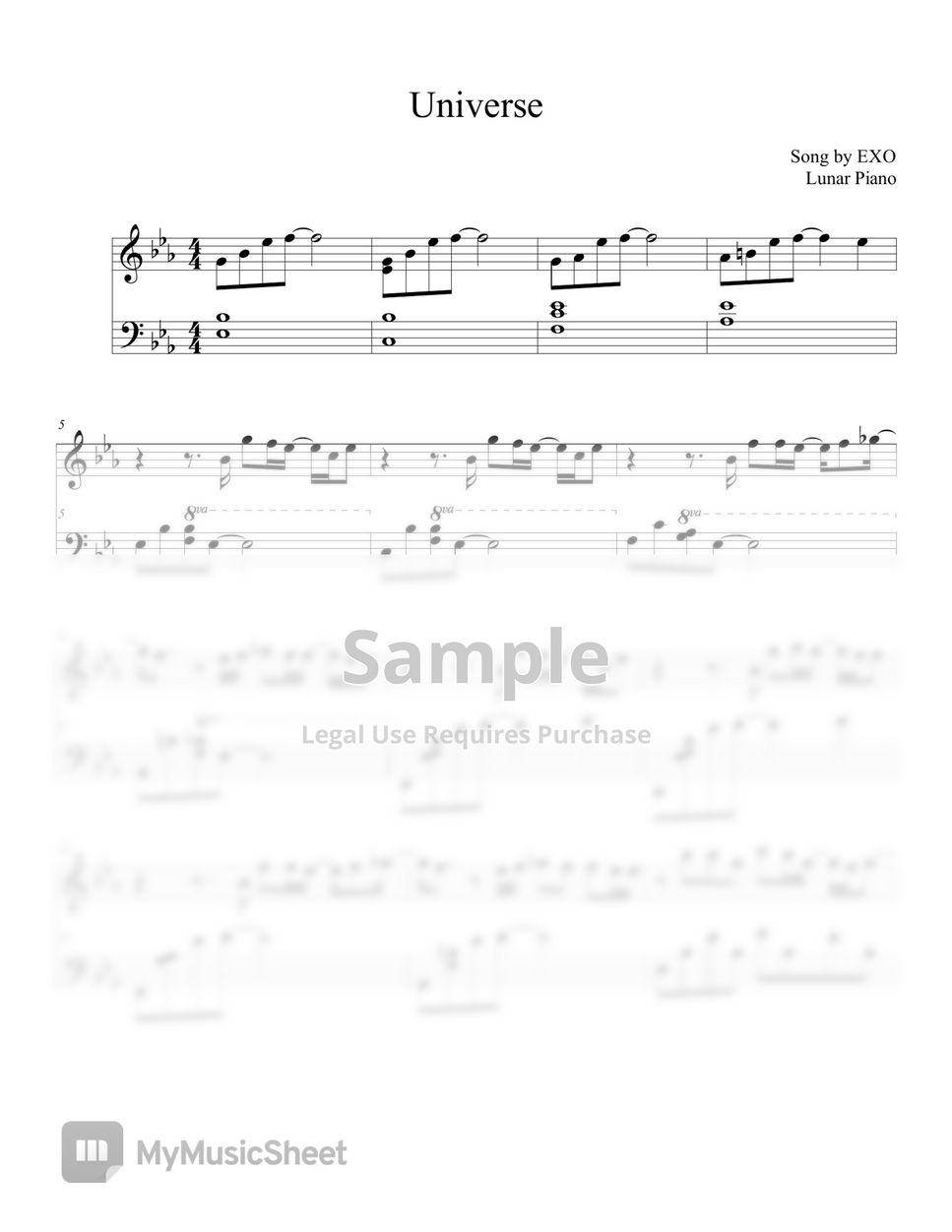 EXO - Universe Sheet Music by Lunar Piano