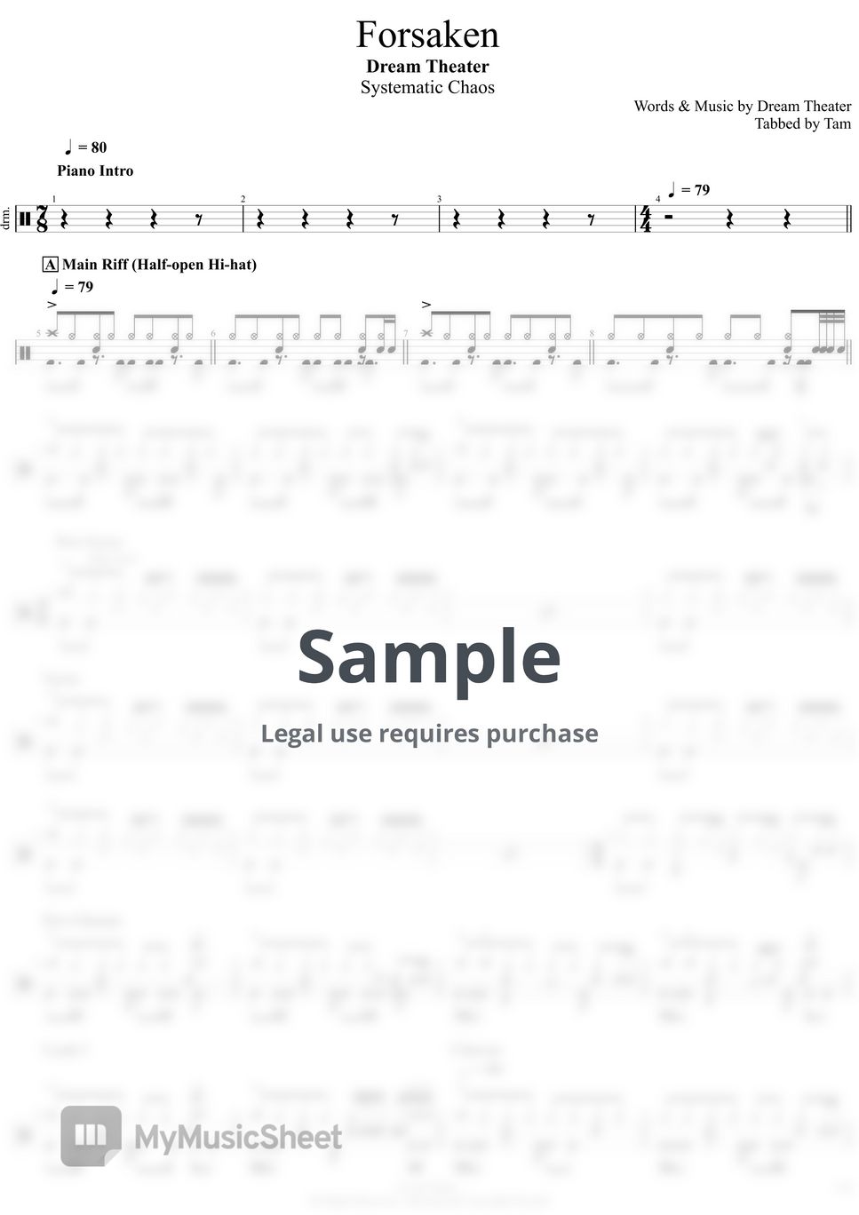 Dream Theater - Forsaken (Dream Theater - Forsaken (with Lite Ver.)) Sheets by Tam Shau