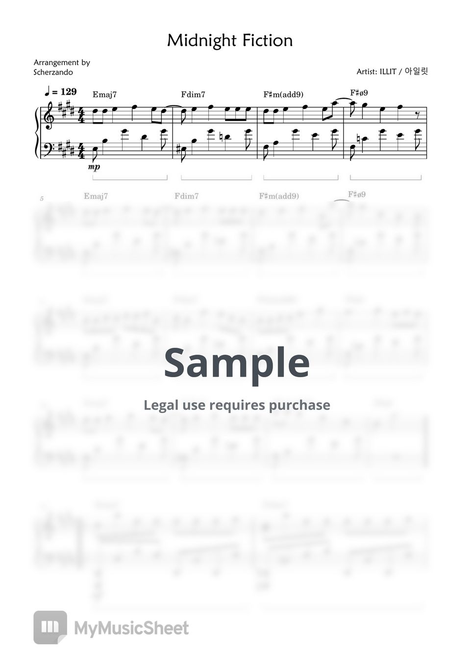 ILLIT - Midnight Fiction (Piano Arrangement) 악보 by Scherzando