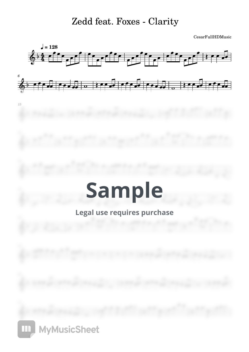 Zedd feat. Foxes - Clarity 악보