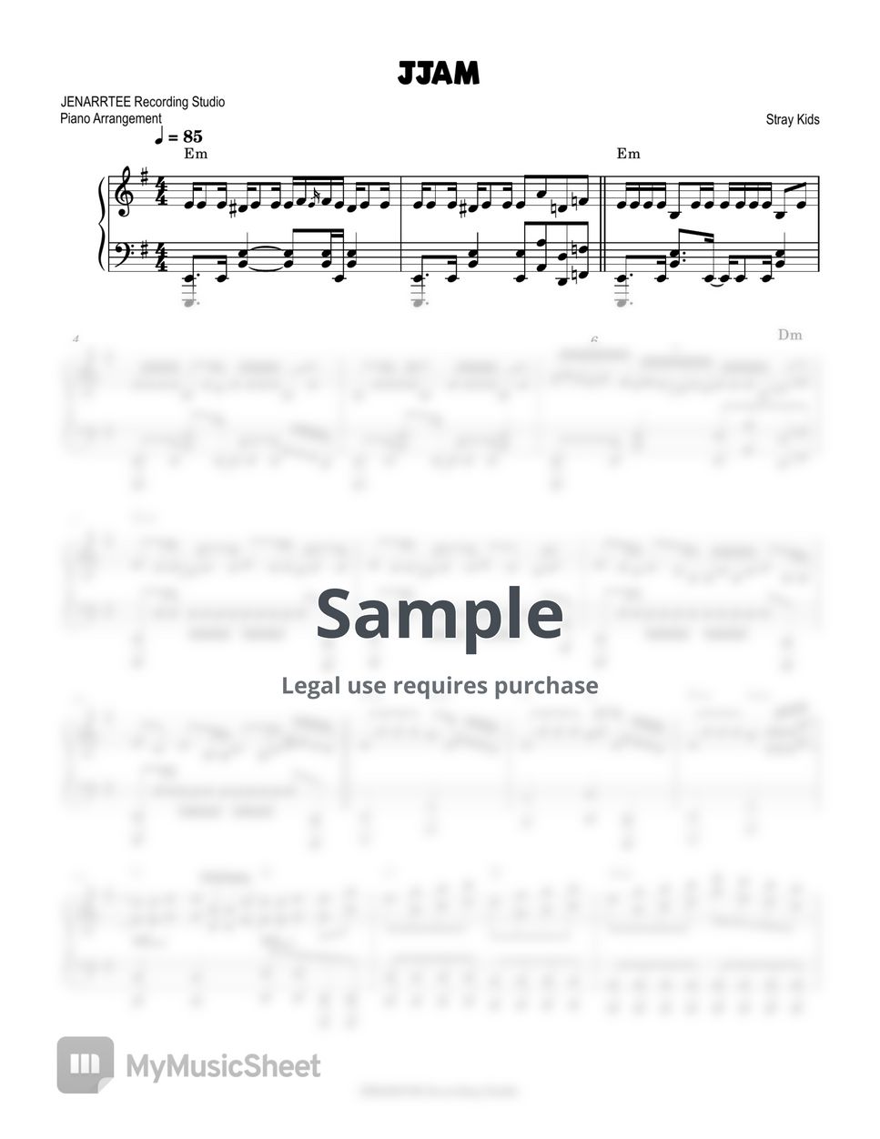 Stray Kids - JJAM نوتة موسيقية by JENARRTEE Recording Studio