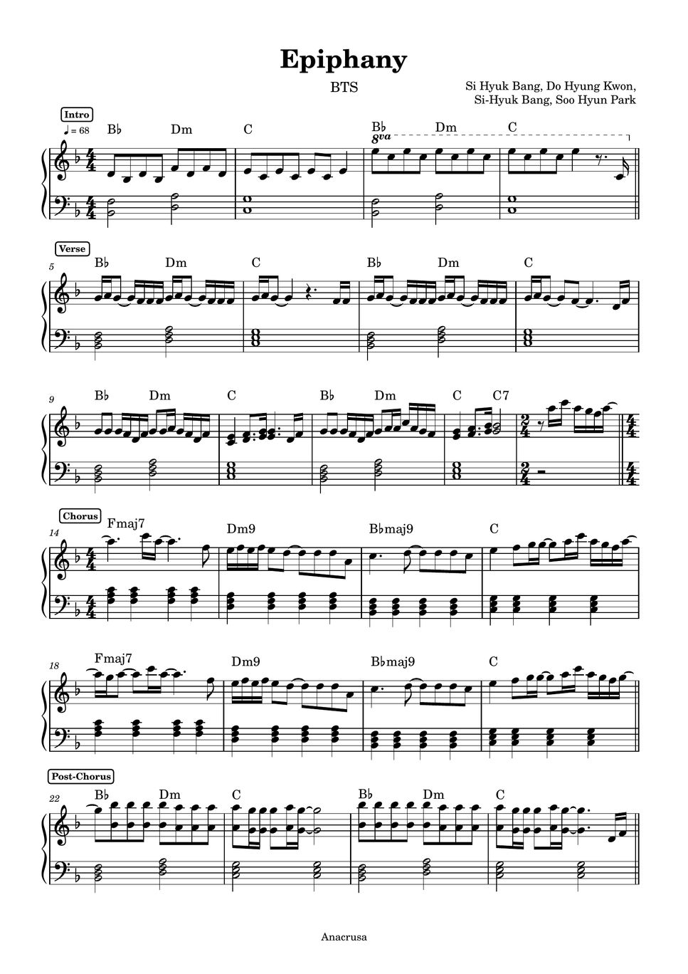 BTS - Epiphany (Piano) Sheets by Anacrusa