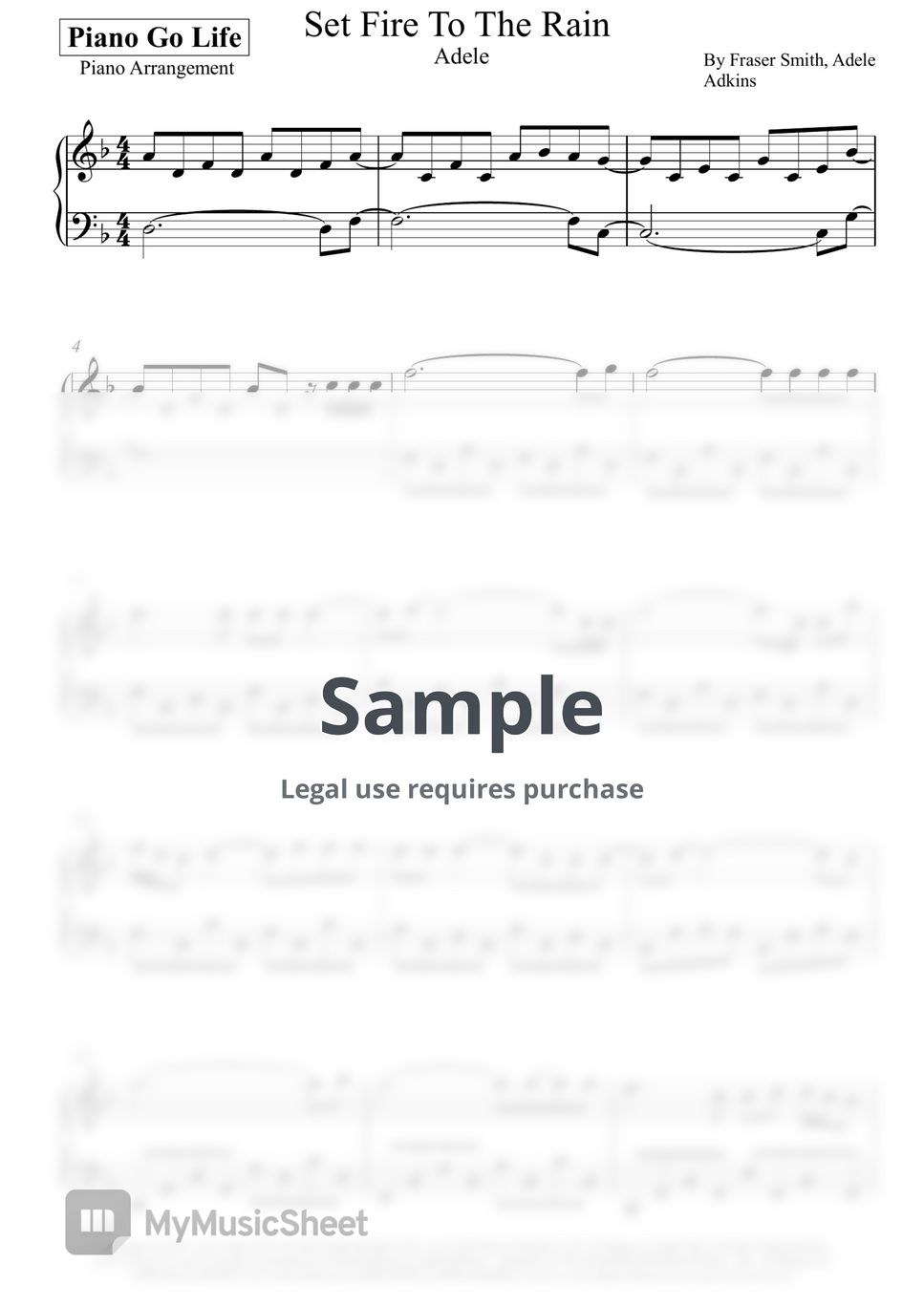 Adele - Set Fire To The Rain แผ่น by Piano Go Life