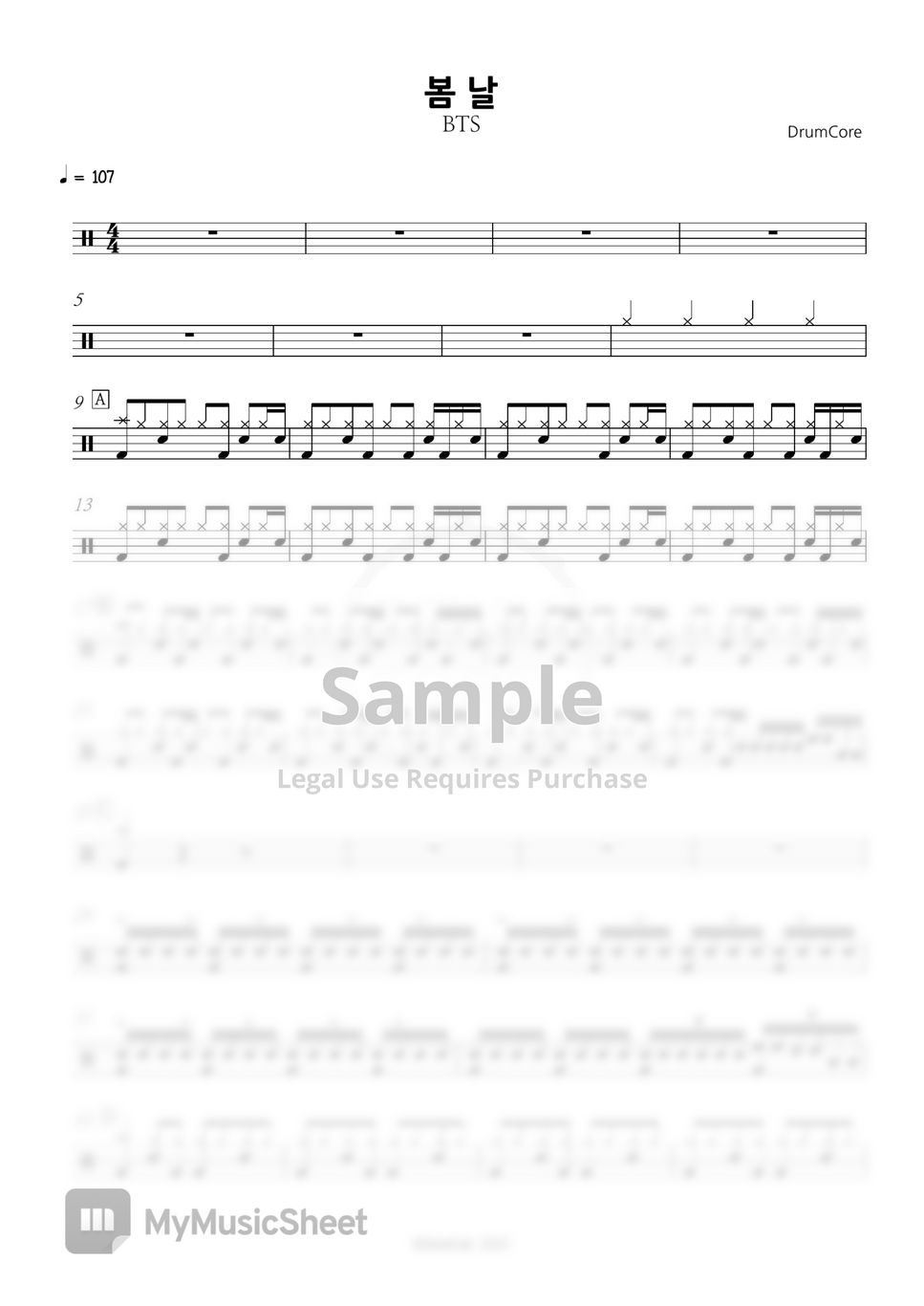 BTS - 봄날 (BTS 의 봄노래) Sheets by DrumCore