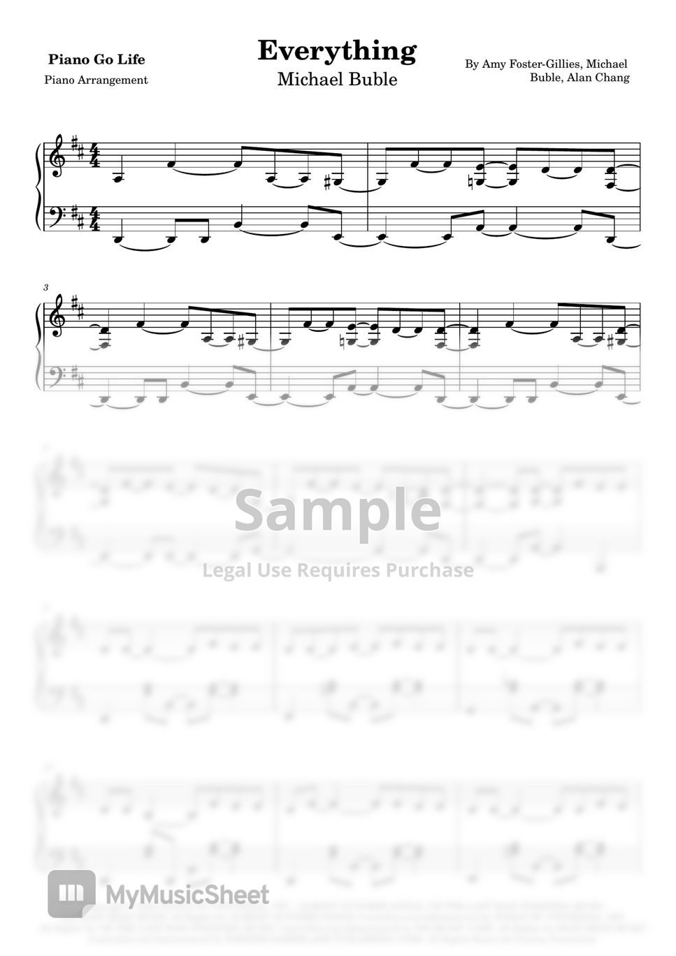 Michael Buble - Everything Lembar Musik by Piano Go Life