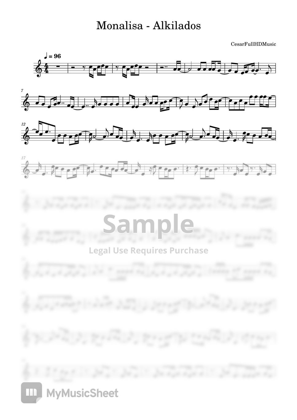 Alkilados - Monalisa Sheet Music