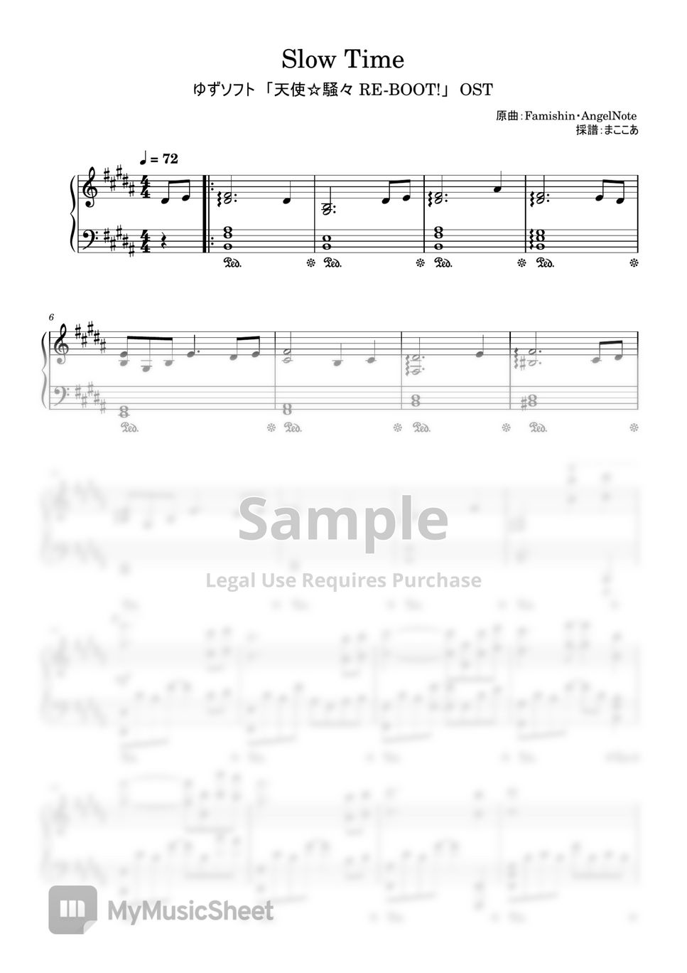 Famishin・AngelNote - Slow Time (天使☆騒々 RE-BOOT! OST) Sheets by まここあ
