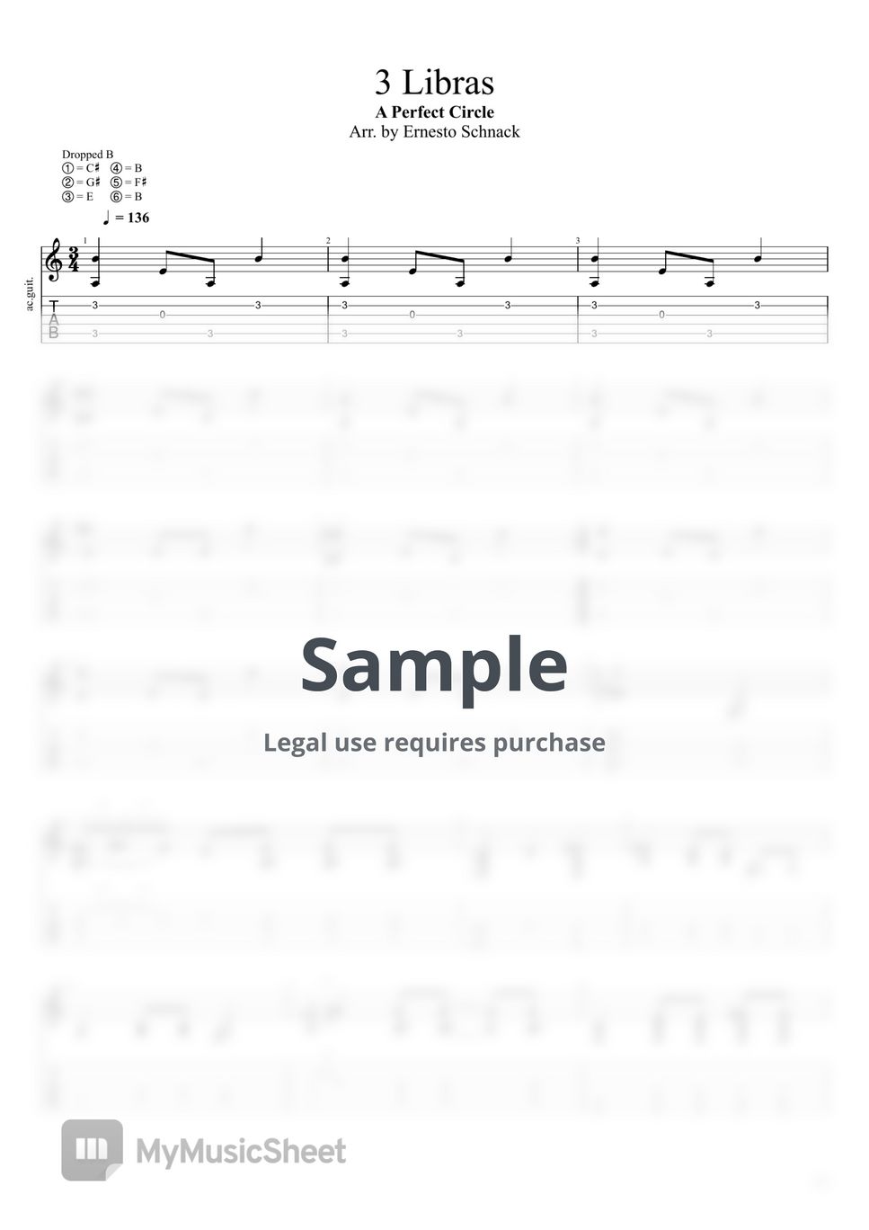 A Perfect Circle - 3 Libras Tab + 단선 악보 by eschnack