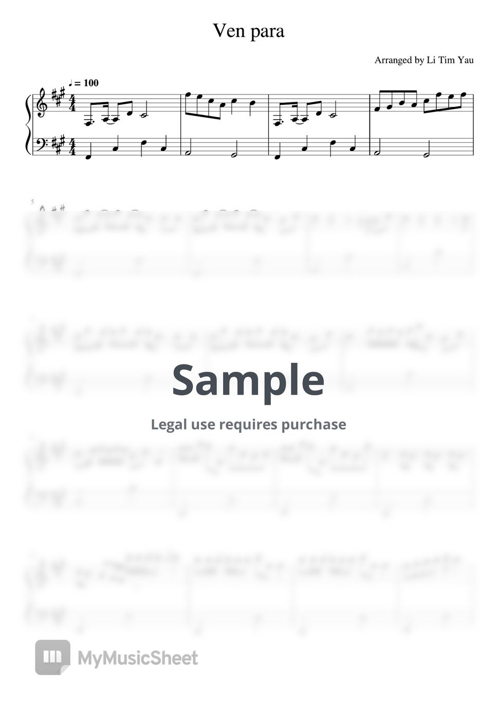 Weeekly (위클리) - Ven para (Piano Cover) Sheet Music by Li Tim Yau