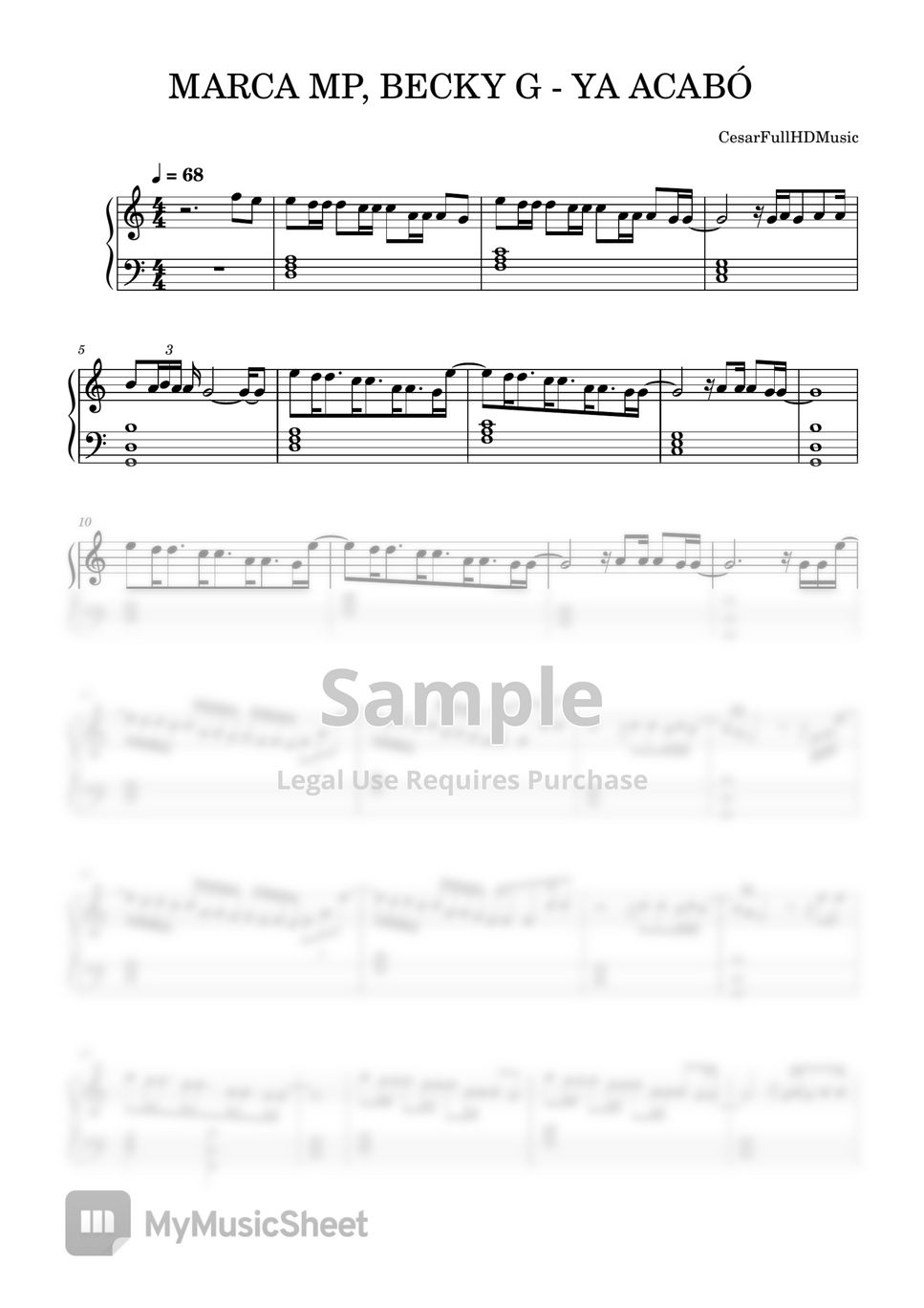 Marca MP - Ya Acabó 曲谱