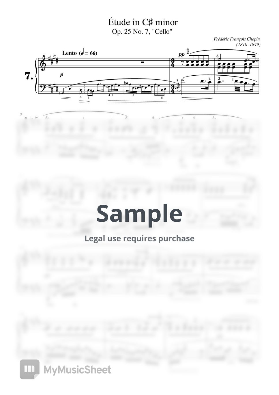 Frédéric François Chopin - Étude in C-sharp minor, Op.25 No.7, "Cello ...