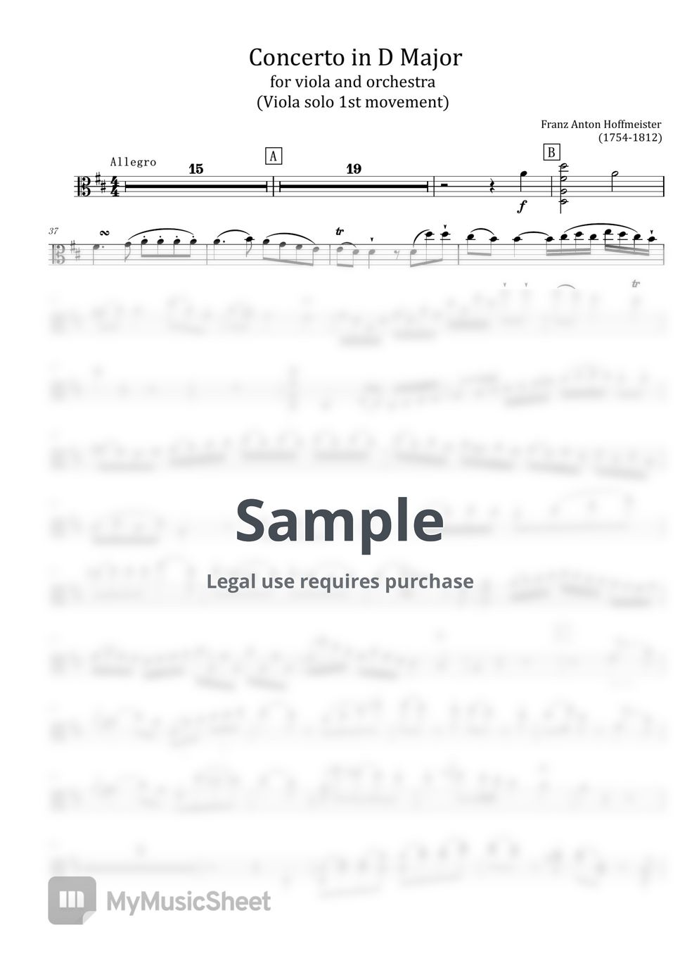 Franz Anton Hoffmeister - Viola Concerto in D major (Hoffmeister - For ...